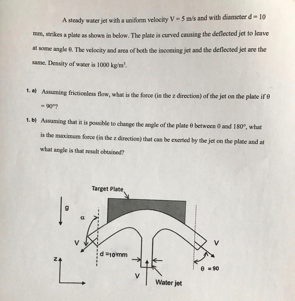 Solved A steady water jet with a uniform velocity V-5 m/s | Chegg.com