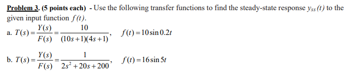 Solved Problem 3. (5 points each) - Use the following | Chegg.com