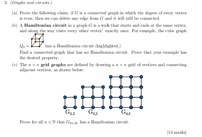 Solved 2. (Graphs and circuits.) (a) Prove the following | Chegg.com