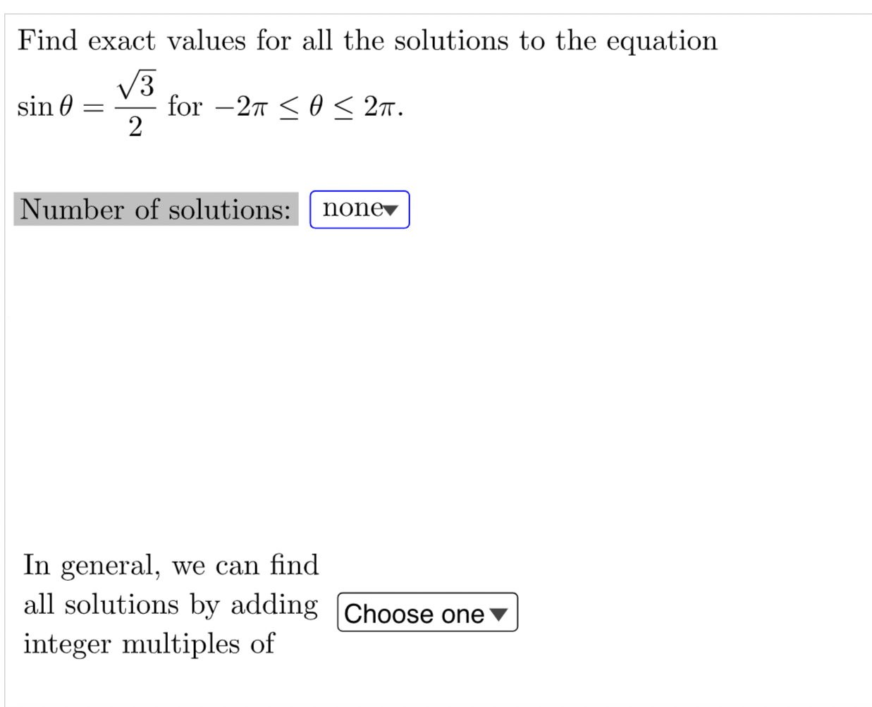 Solved Find exact values for all the solutions to the | Chegg.com