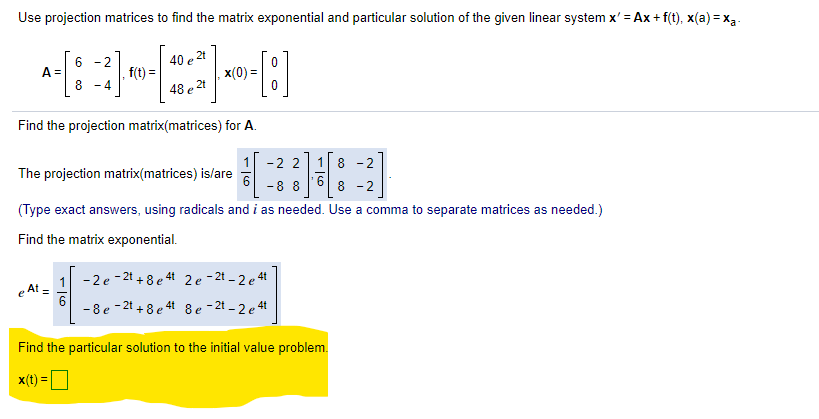 Solved Use projection matrices to find the matrix | Chegg.com
