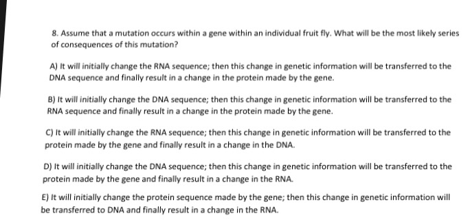Solved 8. Assume that a mutation occurs within a gene within | Chegg.com
