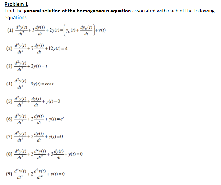 Solved Problem 1 Find the general solution of the | Chegg.com