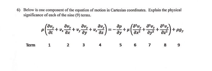 Solved 6) Below is one component of the equation of motion | Chegg.com