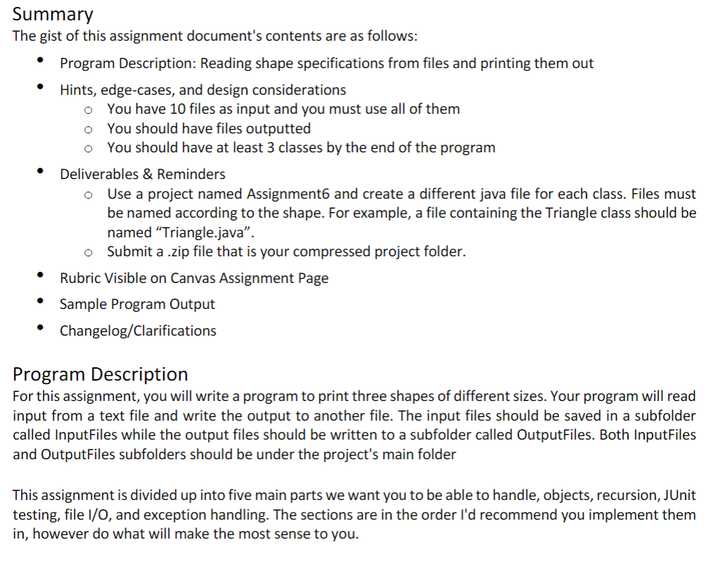Solved Summary The gist of this assignment document's | Chegg.com