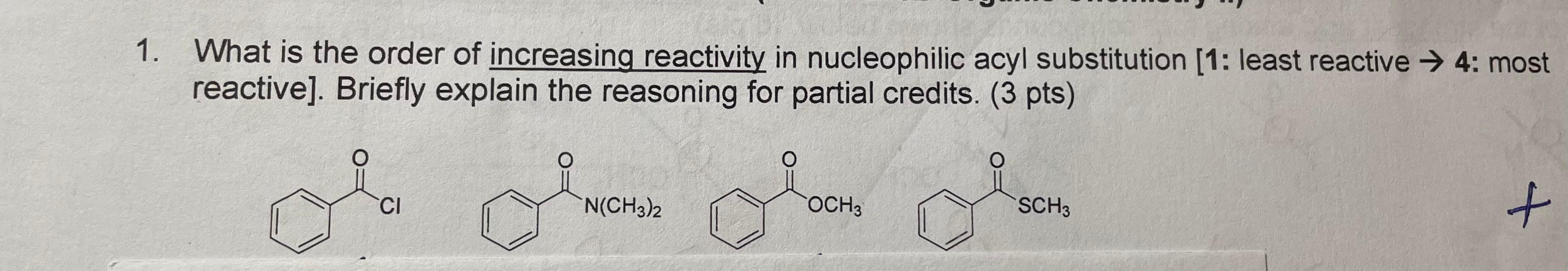 Solved 1. What is the order of increasing reactivity in | Chegg.com
