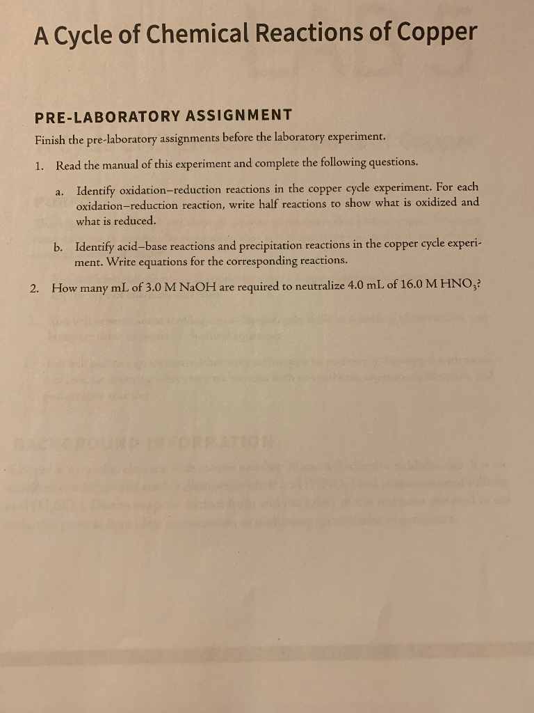 Solved A Cycle of Chemical Reactions of Copper | Chegg.com