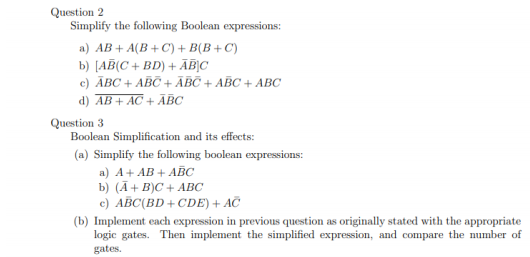 Solved Question 2 Simplify the following Boolean | Chegg.com