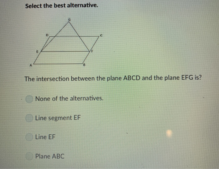 Solved Select the best alternative. The intersection between | Chegg.com
