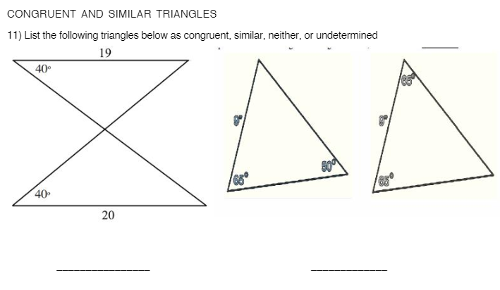 Solved CONGRUENT AND SIMILAR TRIANGLES 11) List the | Chegg.com