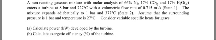 Solved A non-reacting gaseous mixture with molar analysis of | Chegg.com