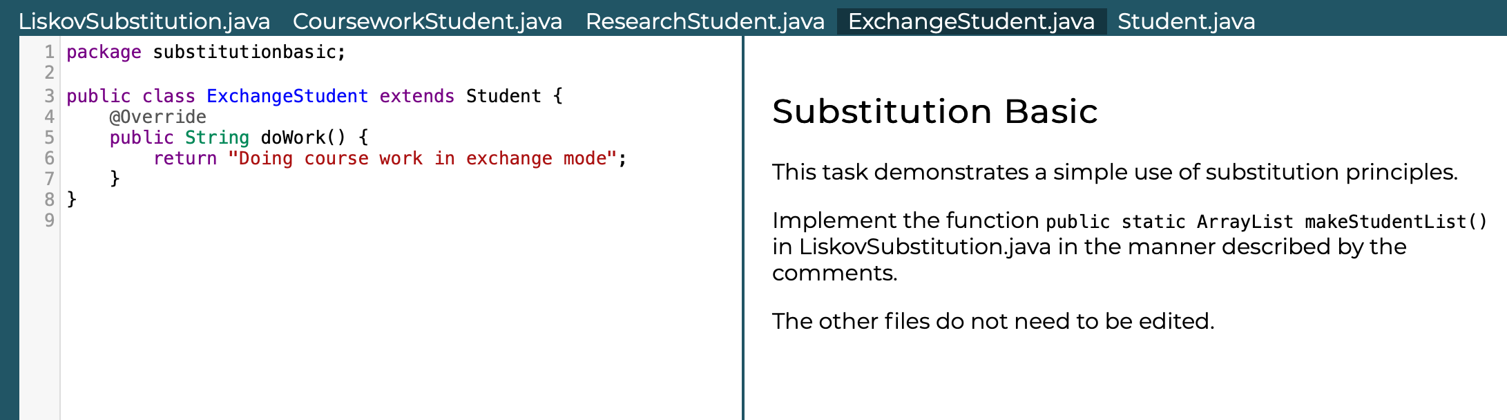 Solved LiskovSubstitution.java CourseworkStudent.java | Chegg.com