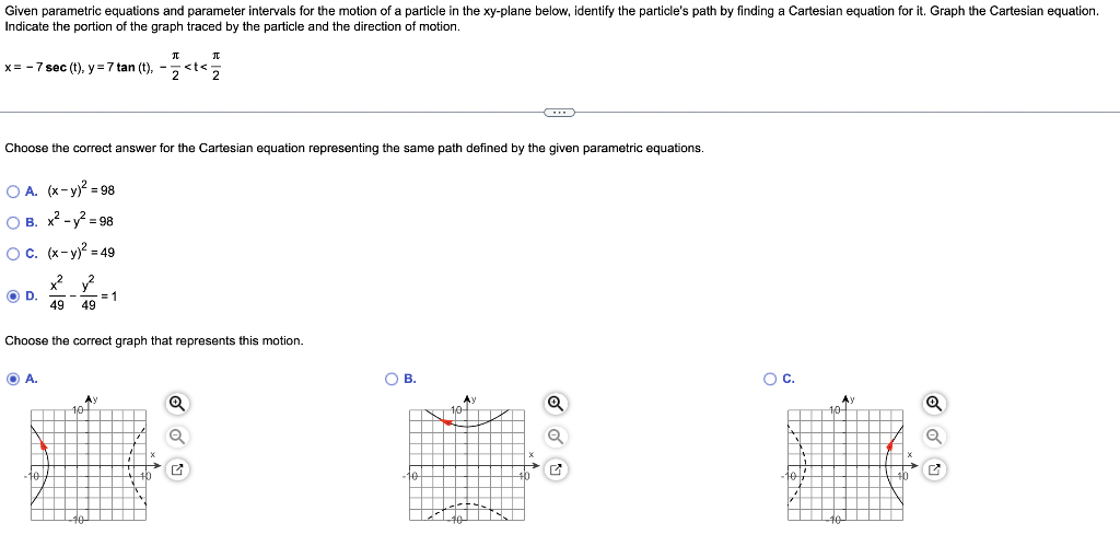 Solved Given parametric equations and parameter intervals | Chegg.com
