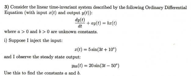 Solved 3) Consider the linear time-invariant system | Chegg.com