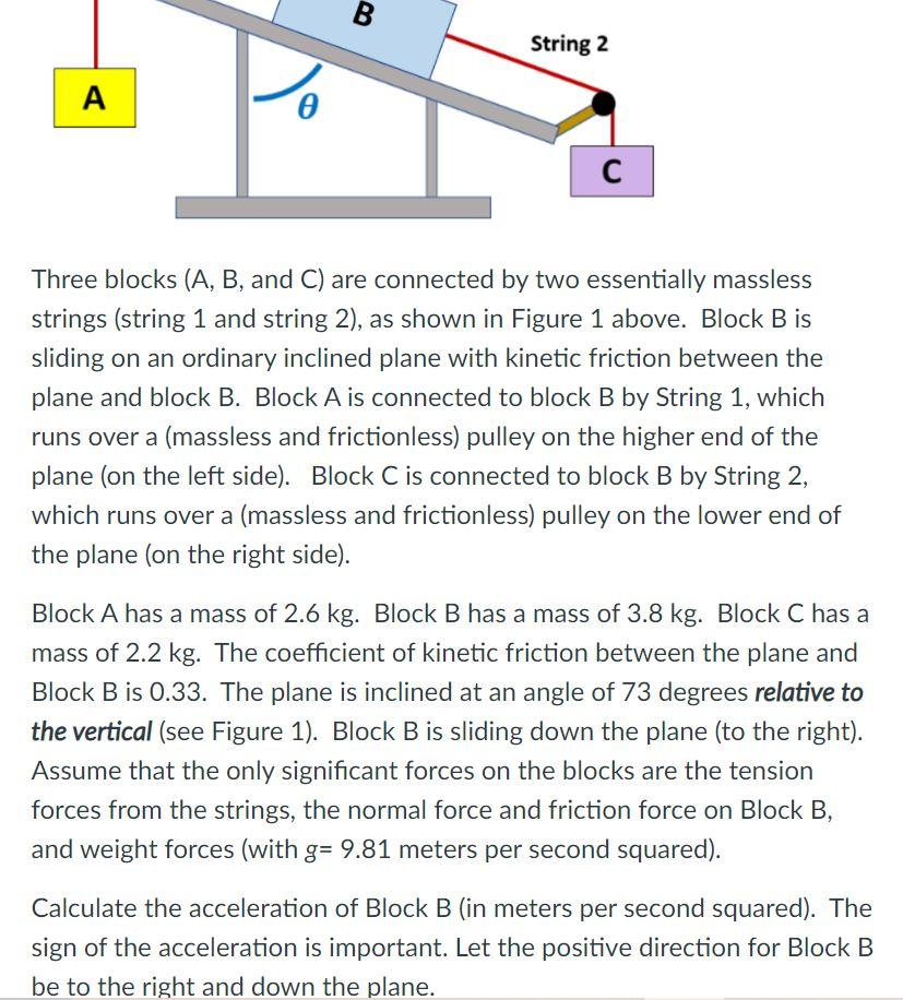 Solved B String 2 A o C Three blocks (A, B, and C) are | Chegg.com