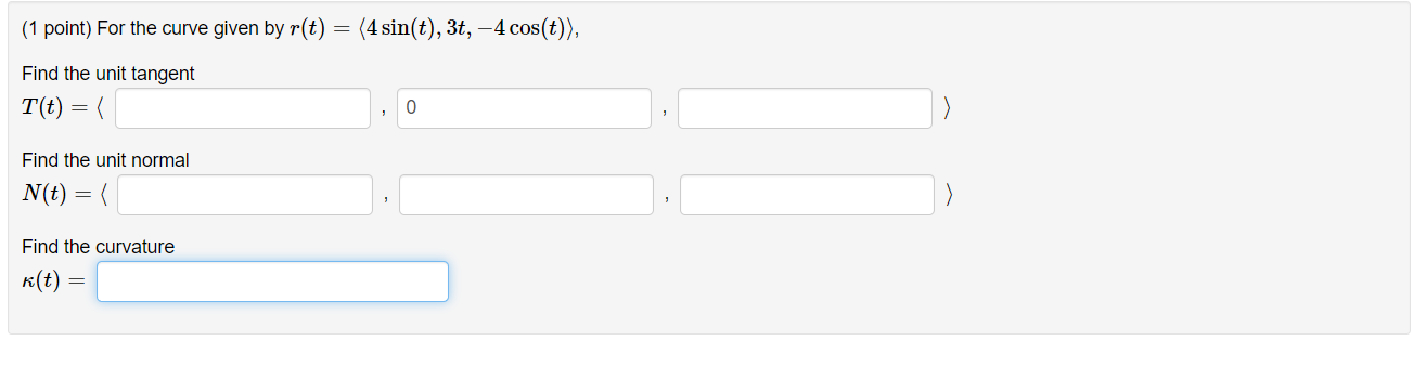 Solved (1 point) For the curve given by | Chegg.com