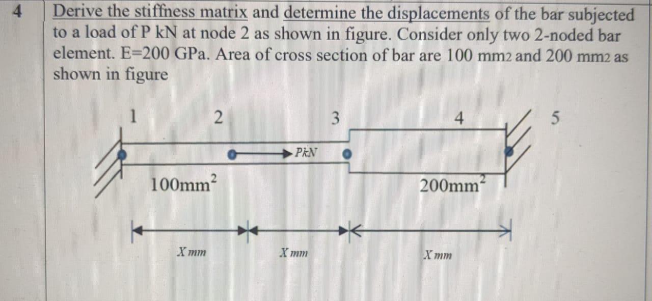 Solved 4 Derive the stiffness matrix and determine the | Chegg.com