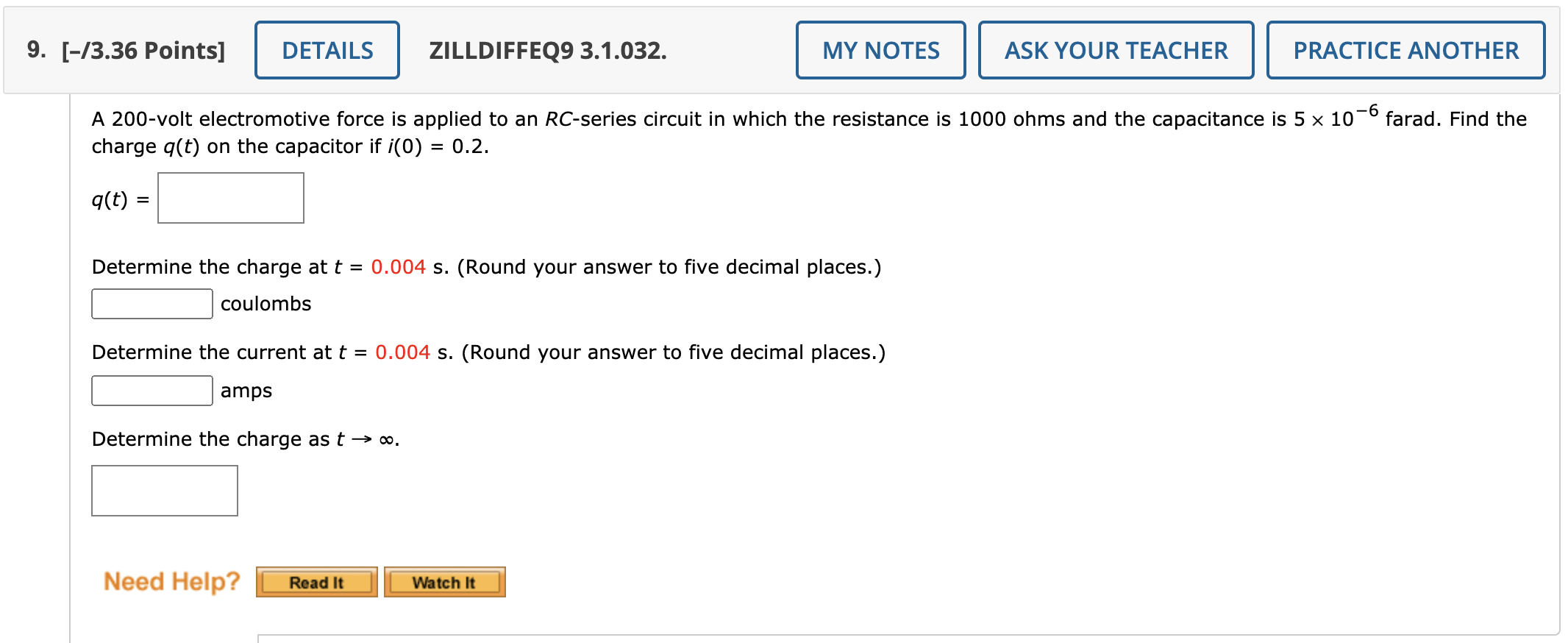 Solved 9. [-73.36 Points] DETAILS ZILLDIFFEQ9 3.1.032. MY | Chegg.com