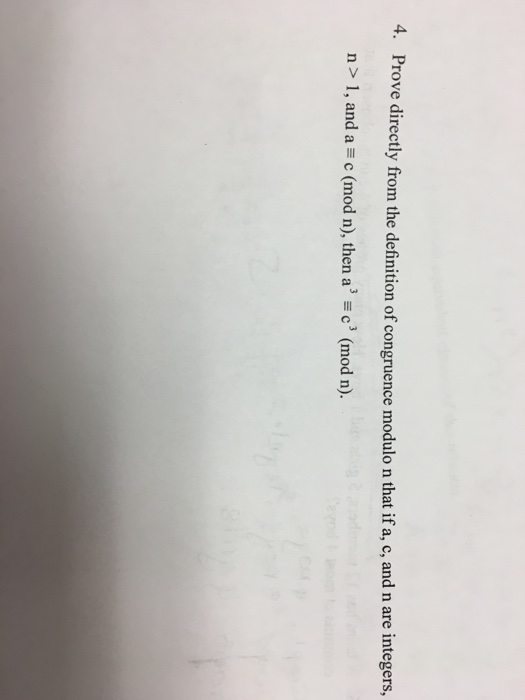 Solved Prove directly from the definition of congruence | Chegg.com