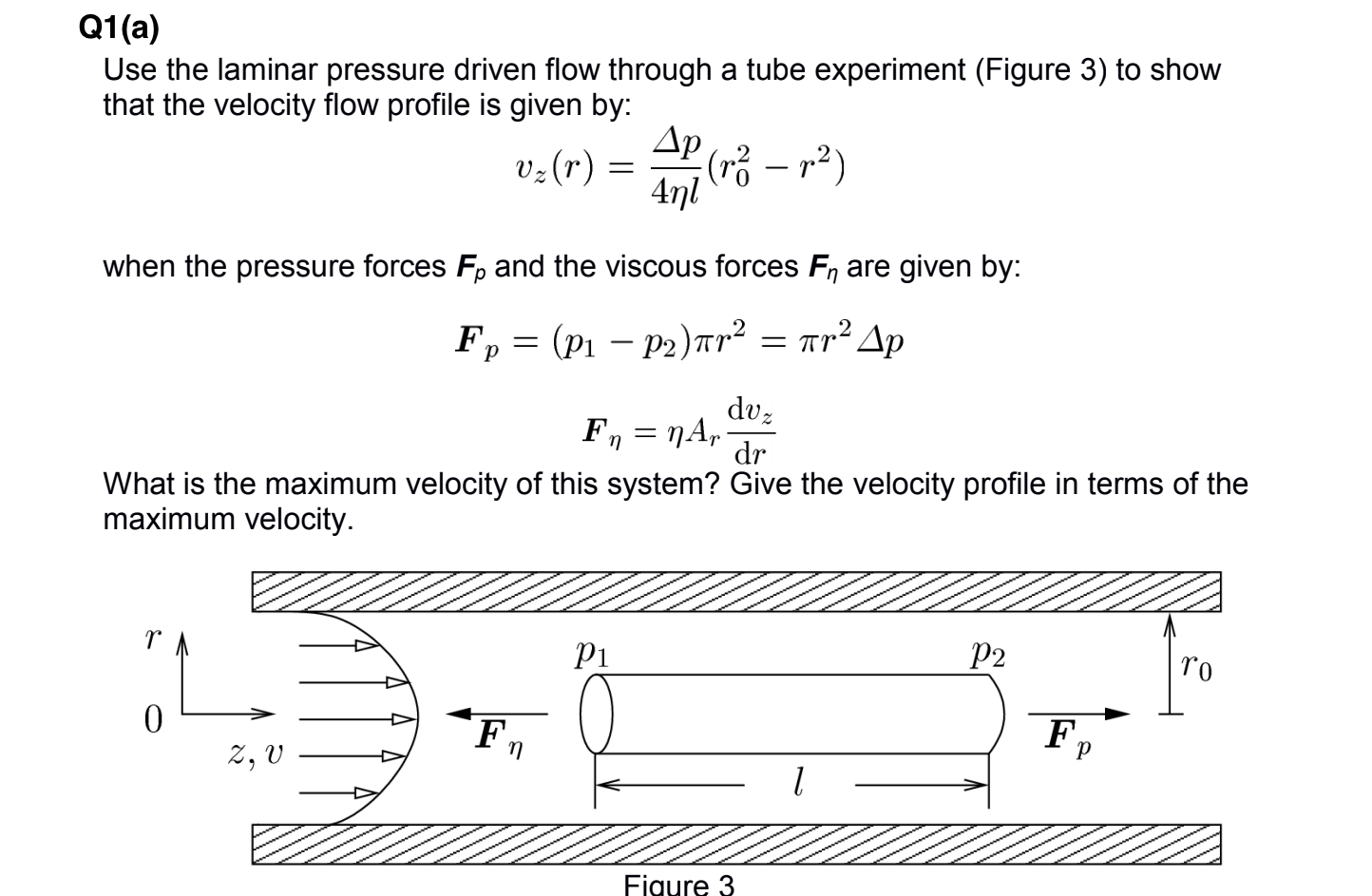Solved Q1(a) Use the laminar pressure driven flow through a | Chegg.com