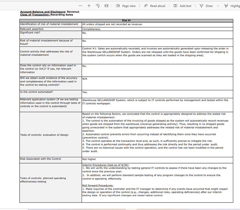 Solved For risk #1: a. Was the engagement team’s assessment | Chegg.com