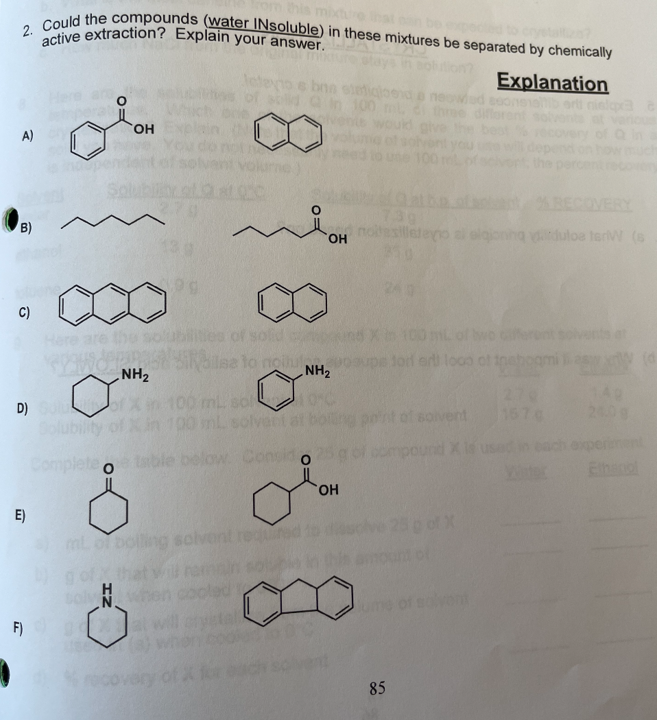 Solved could the compounds in these mixtures be separated by | Chegg.com