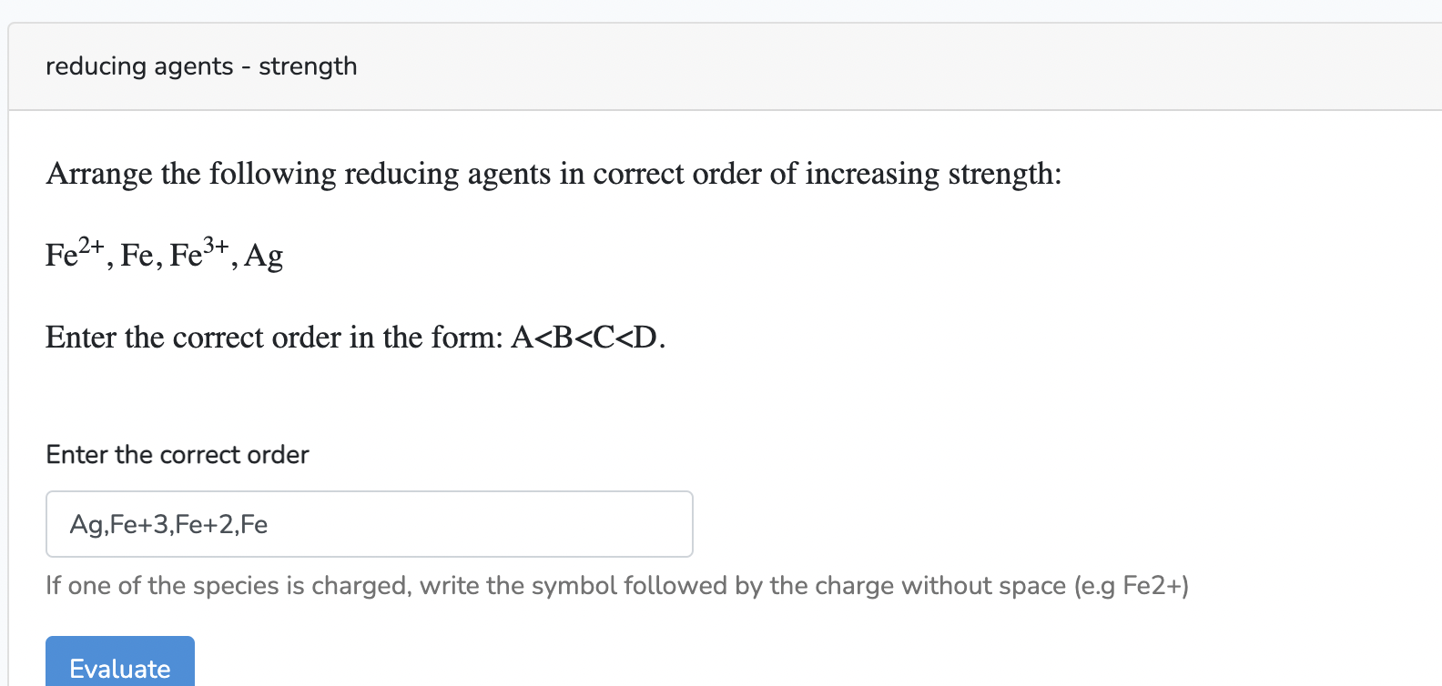 Solved reducing agents - strength Arrange the following | Chegg.com