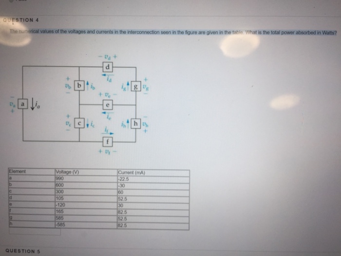 Solved The numerical values at the voltages and currents in | Chegg.com