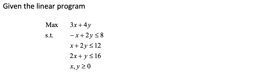 Solved Given the linear program Max s.t. | Chegg.com