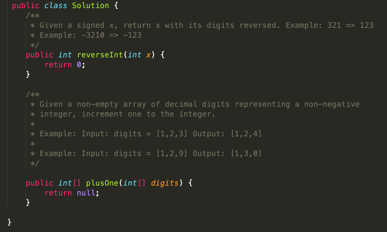 Solved public class Solution { /** * Given a signed x, | Chegg.com