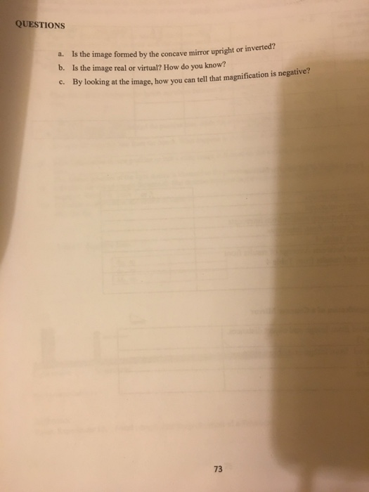Solved Tablel. Image and Object Distances Distance from de m | Chegg.com