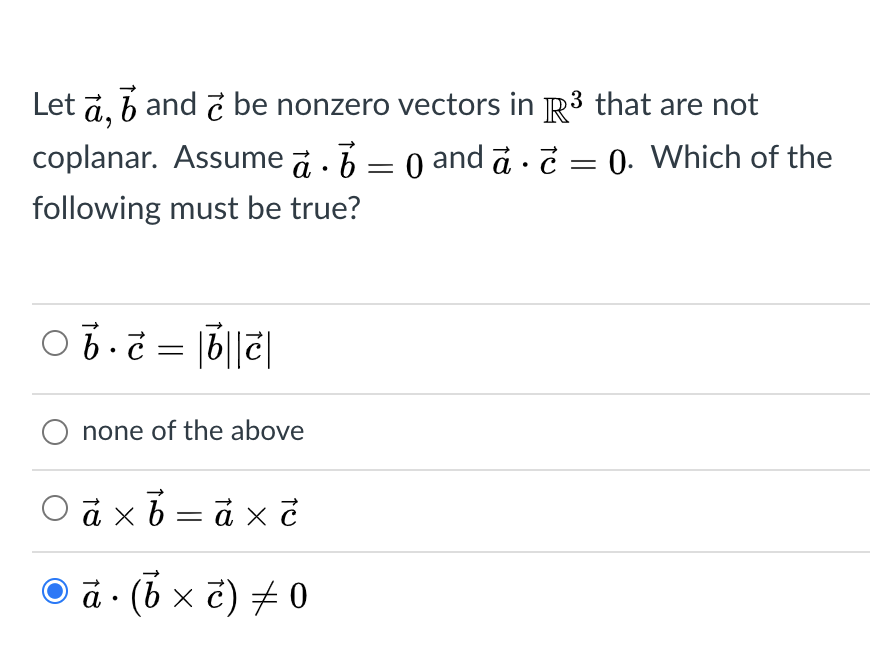 Solved Let à, õ and ĉ be nonzero vectors in R3 that are not | Chegg.com