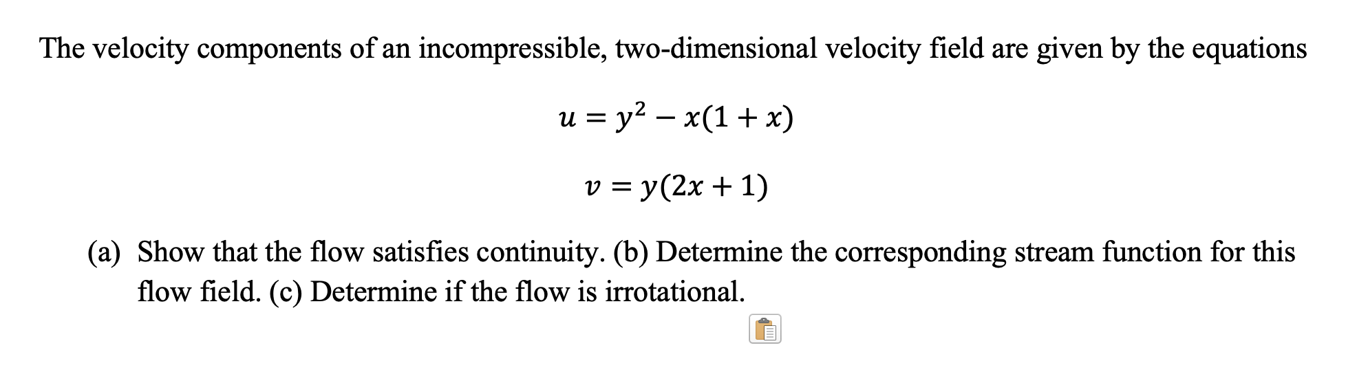 Solved The velocity components of an incompressible, | Chegg.com