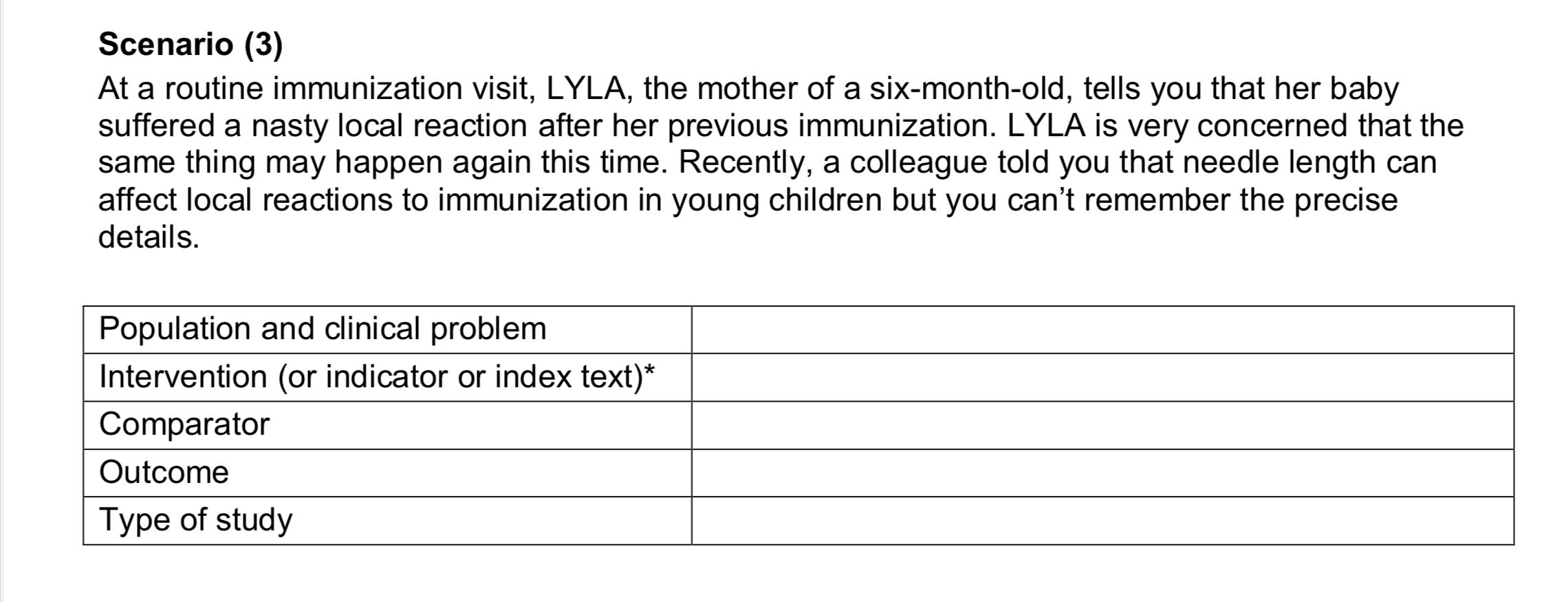 Solved Scenario (3) At a routine immunization visit, LYLA, | Chegg.com