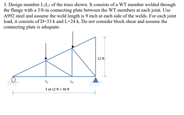 Solved 3. Design member L2L3 of the truss shown. It consists | Chegg.com