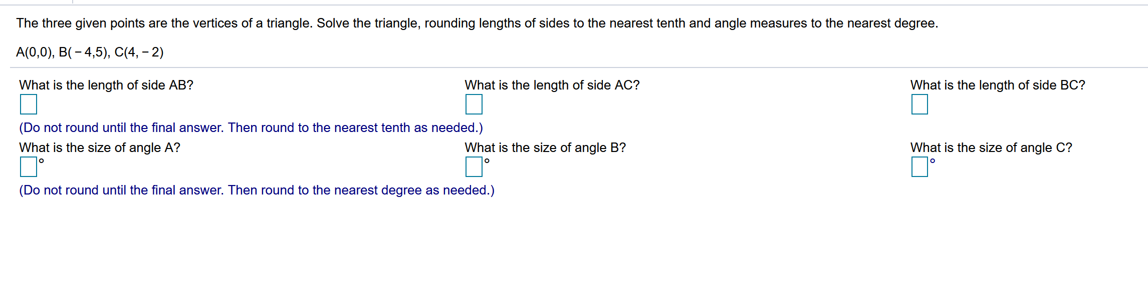 Solved The three given points are the vertices of a | Chegg.com
