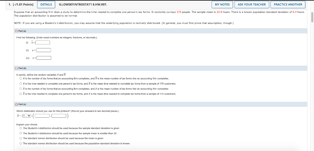 Solved 1. [-/1.81 Points) DETAILS ILLOWSKYINTROSTAT1 | Chegg.com