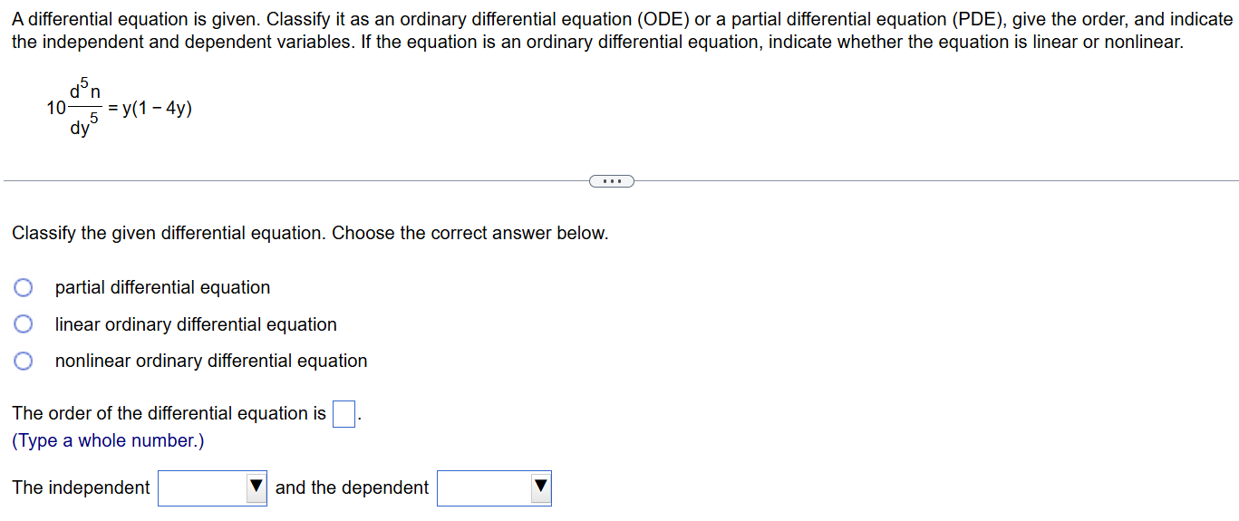 Solved A differential equation is given. Classify it as an | Chegg.com