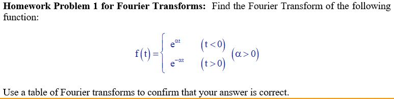 Solved Homework Problem 1 for Fourier Transforms: Find the | Chegg.com