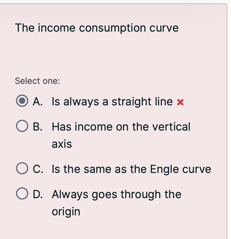 Solved The income consumption curveSelect one:A. ﻿Is always | Chegg.com