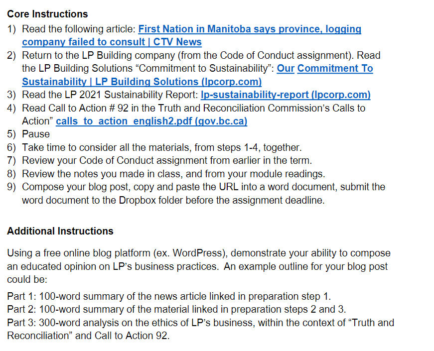 Core Instructions 1) Read the following article: | Chegg.com