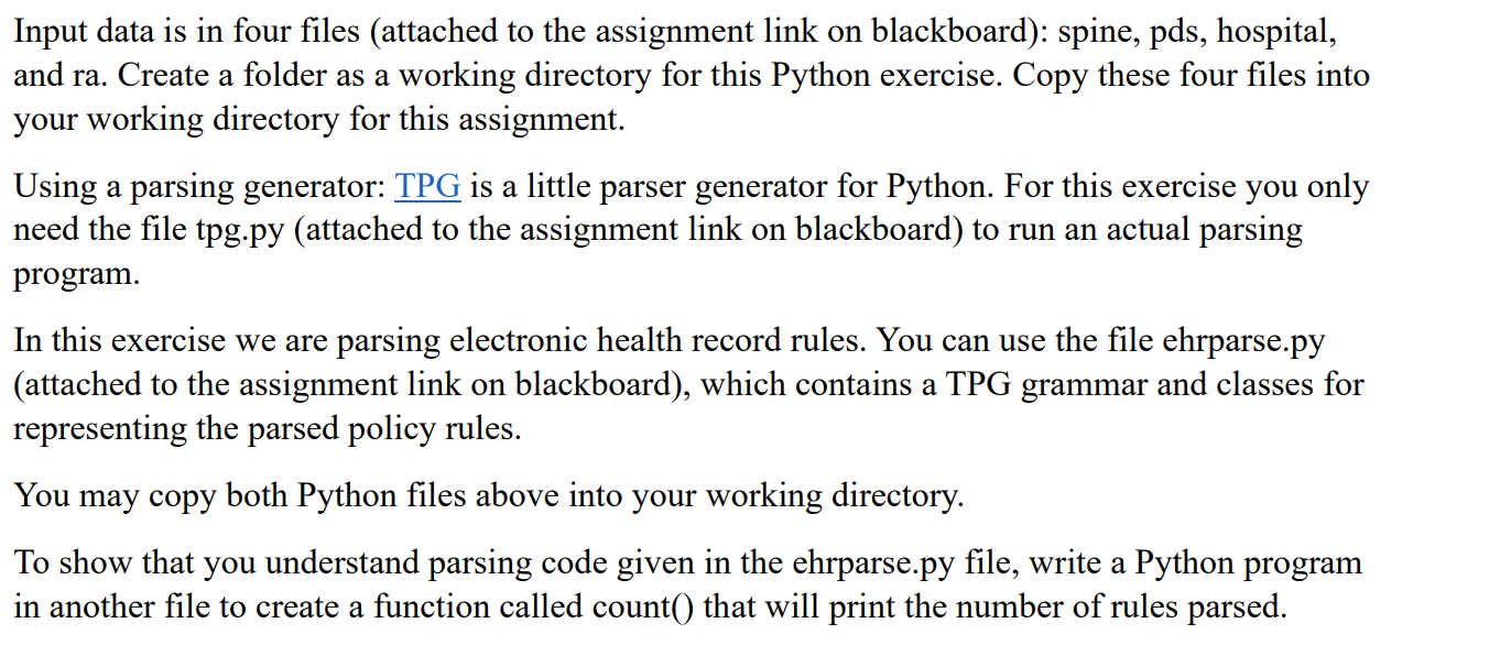 Solved Input data is in four files (attached to the | Chegg.com