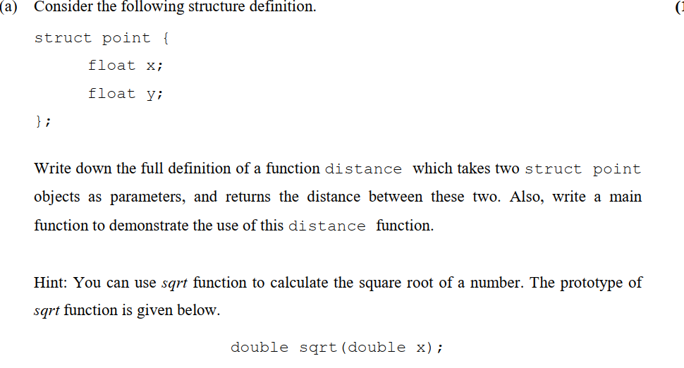 Solved (a) Consider the following structure definition. ( | Chegg.com