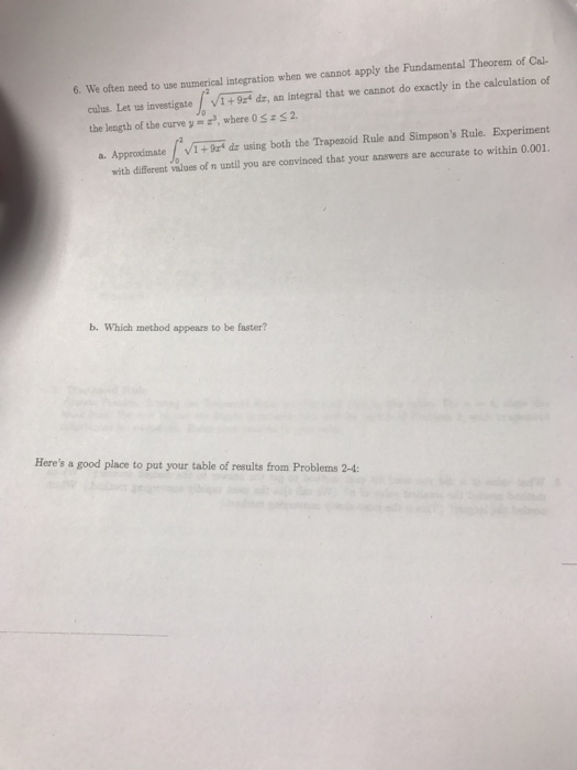 Solved We often need to use numerical integration when we | Chegg.com