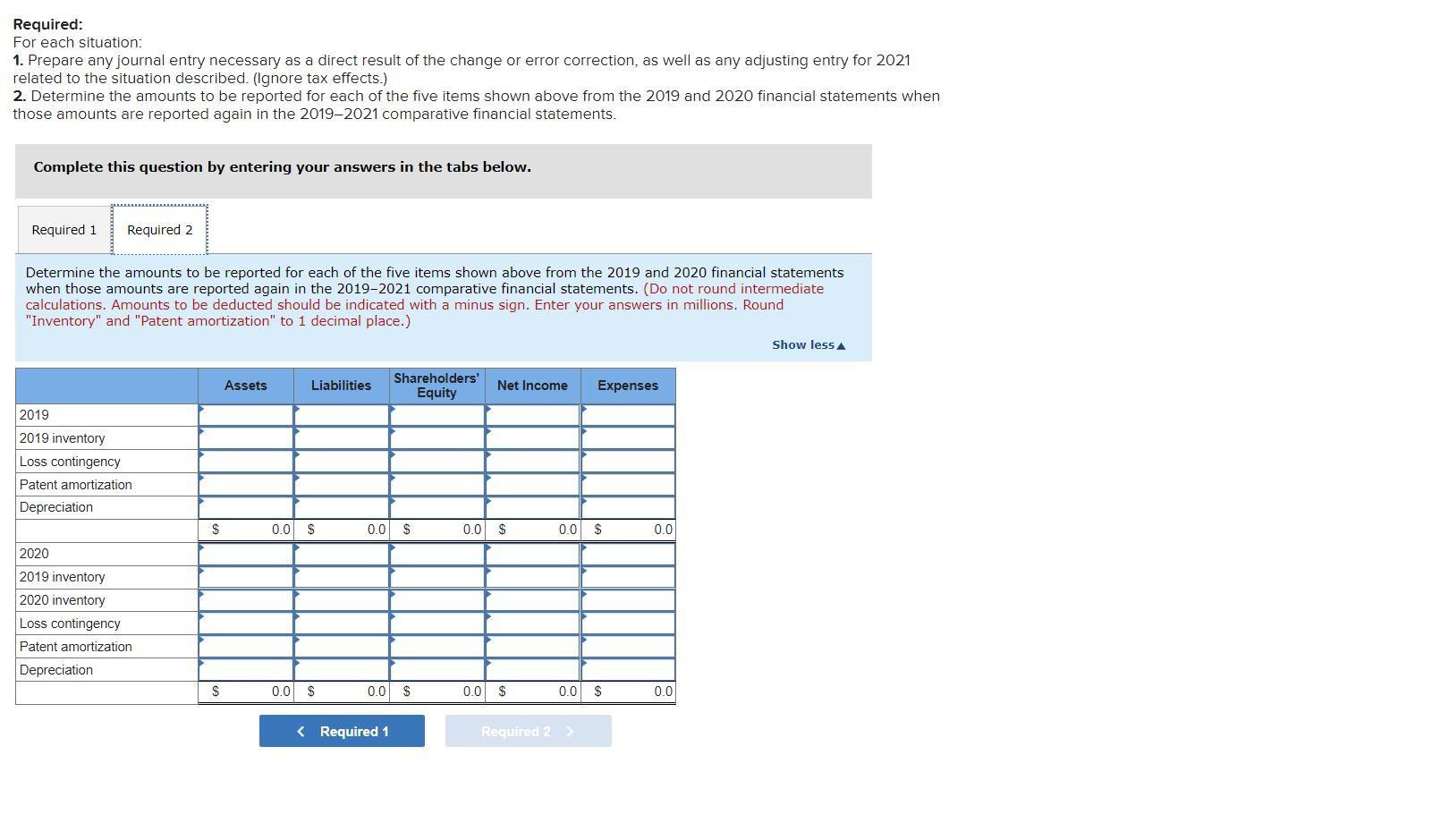 Problem 20-14 (Algo) Errors; change in estimate; | Chegg.com
