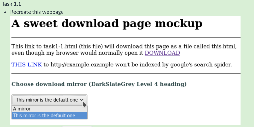 Solved Task 1.1 Recreate this webpage A sweet download page | Chegg.com