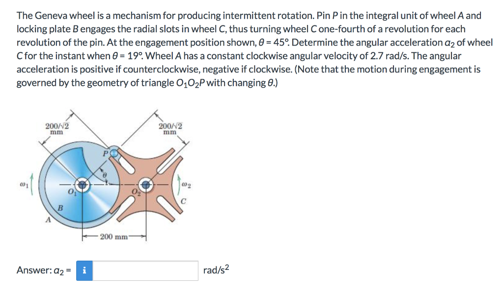 Solved The Geneva wheel is a mechanism for producing | Chegg.com