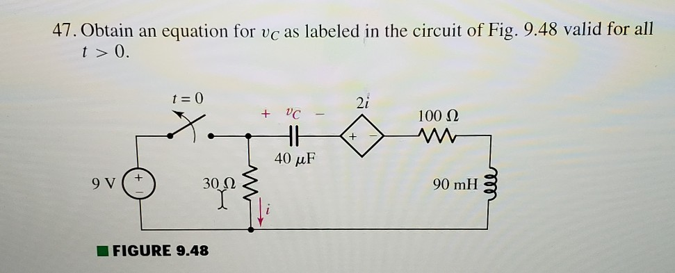 47. Obtain an equation for vc as labeled in the | Chegg.com