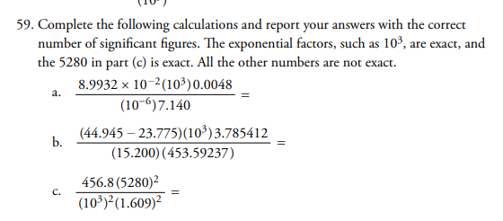 Solved 59. Complete the following calculations and report | Chegg.com