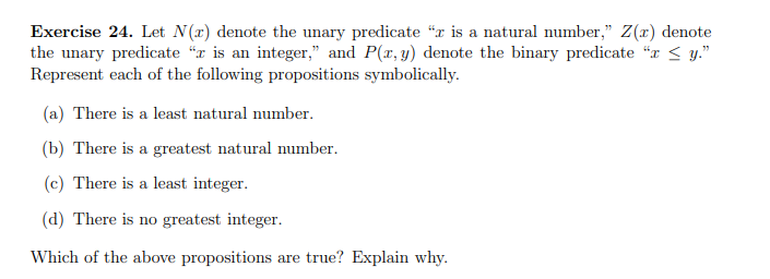 Solved Exercise 24. Let N(I) denote the unary predicate "r | Chegg.com